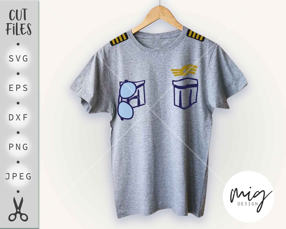 Pilot SVG pilot uniform svg Pilot costume svg pilot shirt | Etsy
