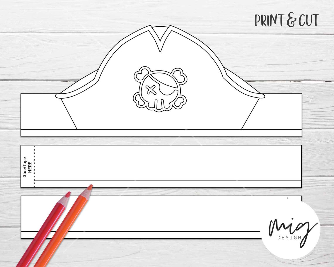 Pirate Hat Paper Crown COLOR YOUR OWN Printable party pdf | Etsy