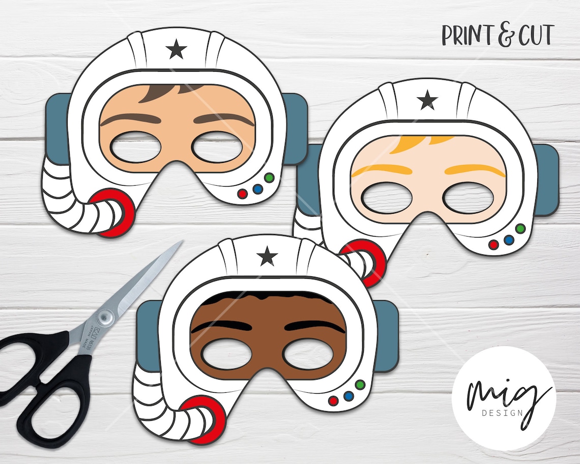 Astronaut Paper Mask COLOR YOUR OWN Printable party pdf | Etsy