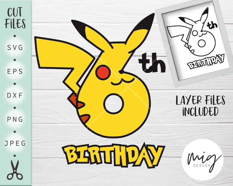 6th Birthday Pikachu svg 6th Birthday Pokemon svg six | Etsy
