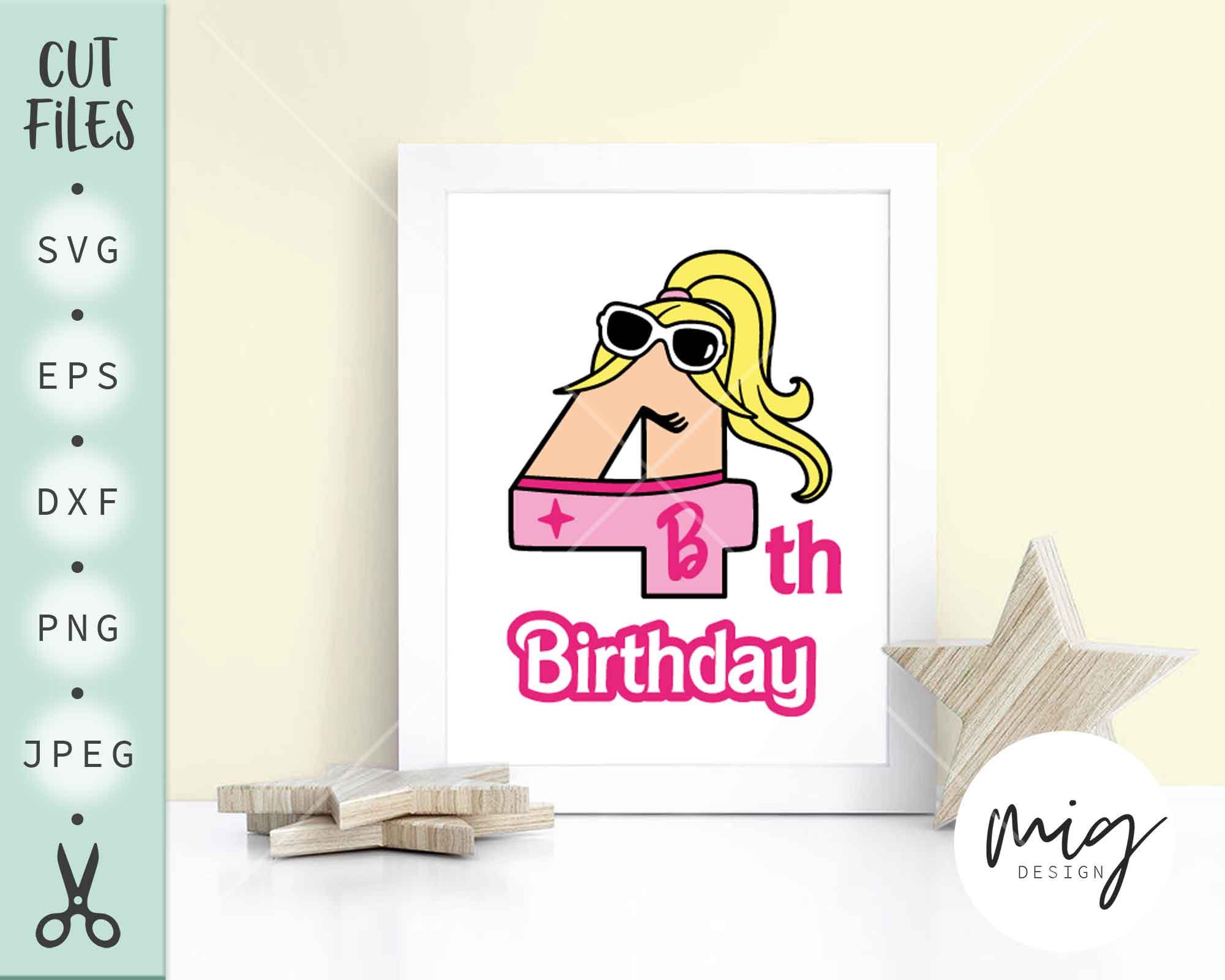 Barbie Birthday Svg 4th Birthday Barbie svg Barbie Number 4 | Etsy