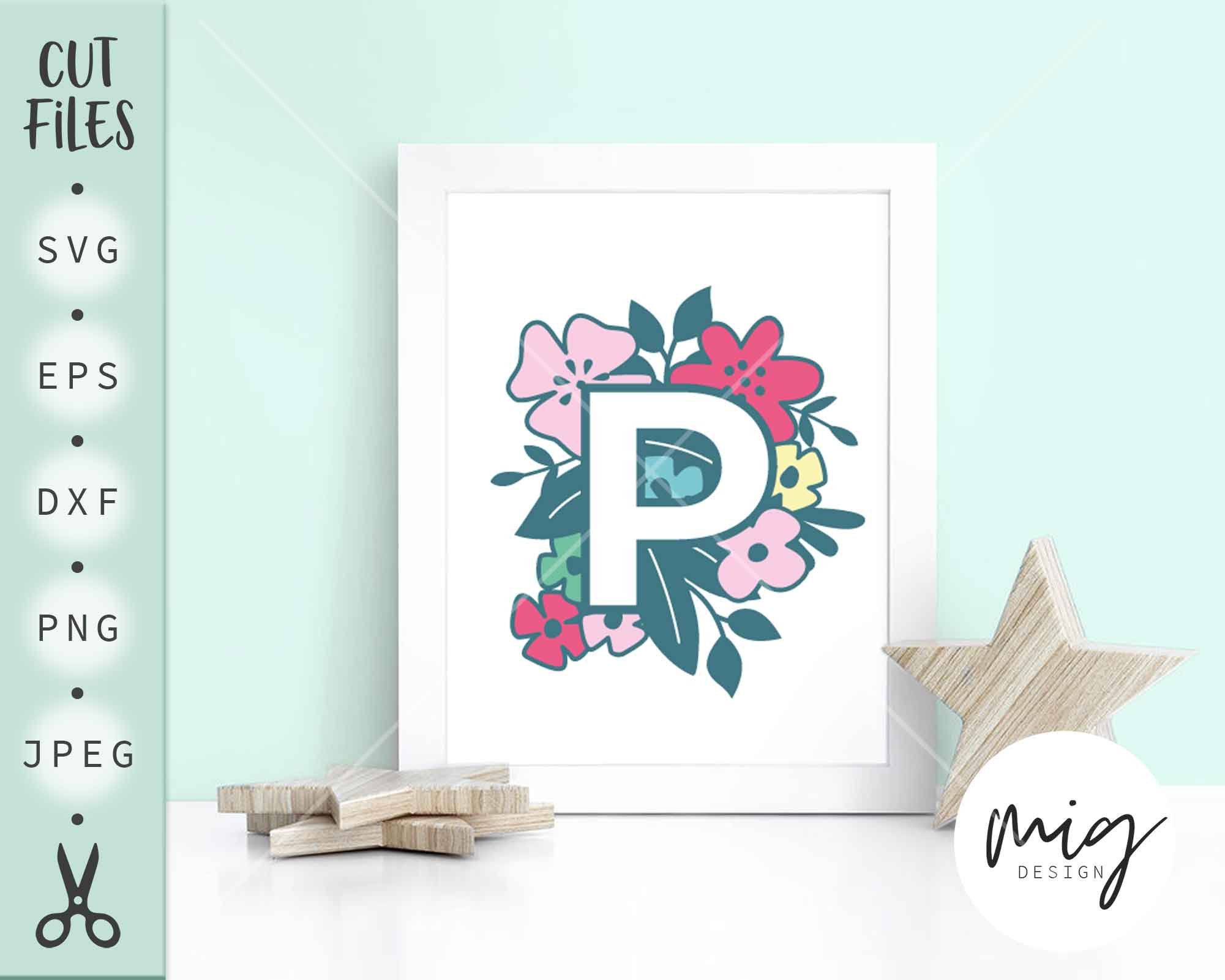 Floral Letter P Svg Floral Alphabet P Svg Flower Letter P - Etsy
