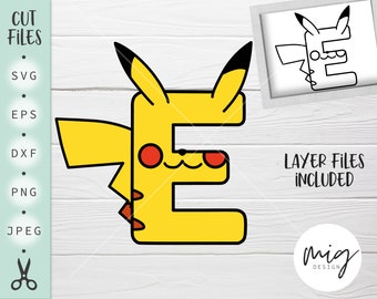 Art & Collectibles Alphabet Font Letter Pikachu V svg Pokemon Letter ...
