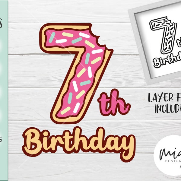 Number 7 Donut Svg - Etsy