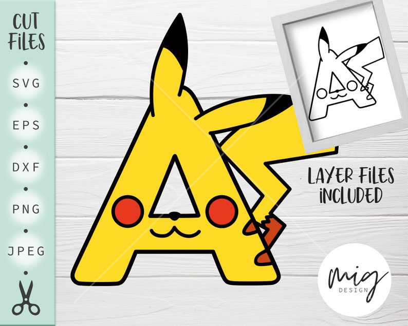 Pokemon svg Pikachu A svg Pikachu cutfile Pikachu svg Letter Pikachu ...