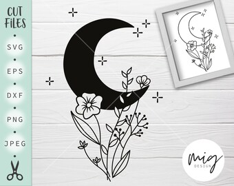 Moon Floral Svg - Etsy