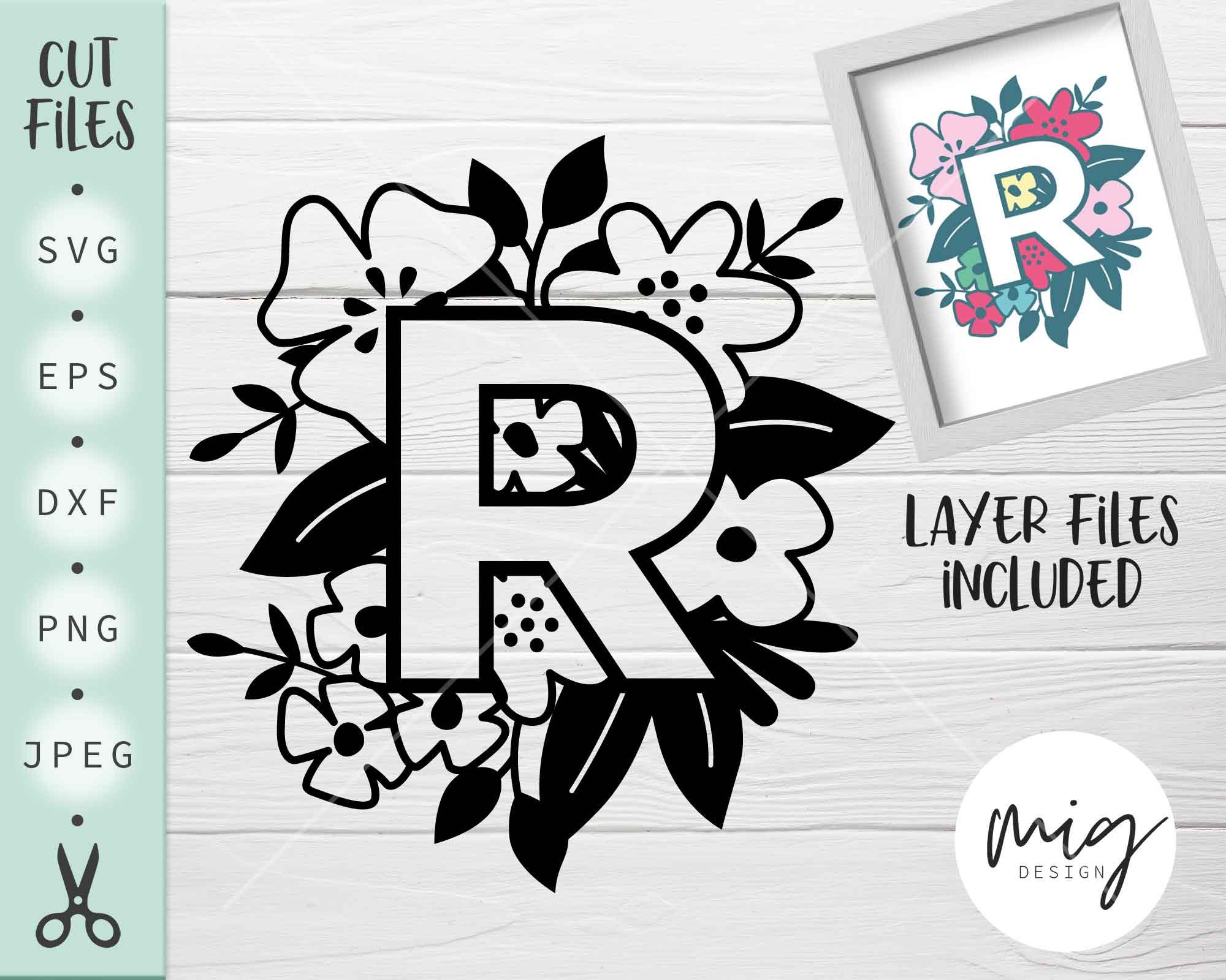 Floral Letter R Svg Floral Alphabet R Svg Flower Letter R - Etsy