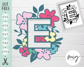 Floral Letter E Svg - Etsy