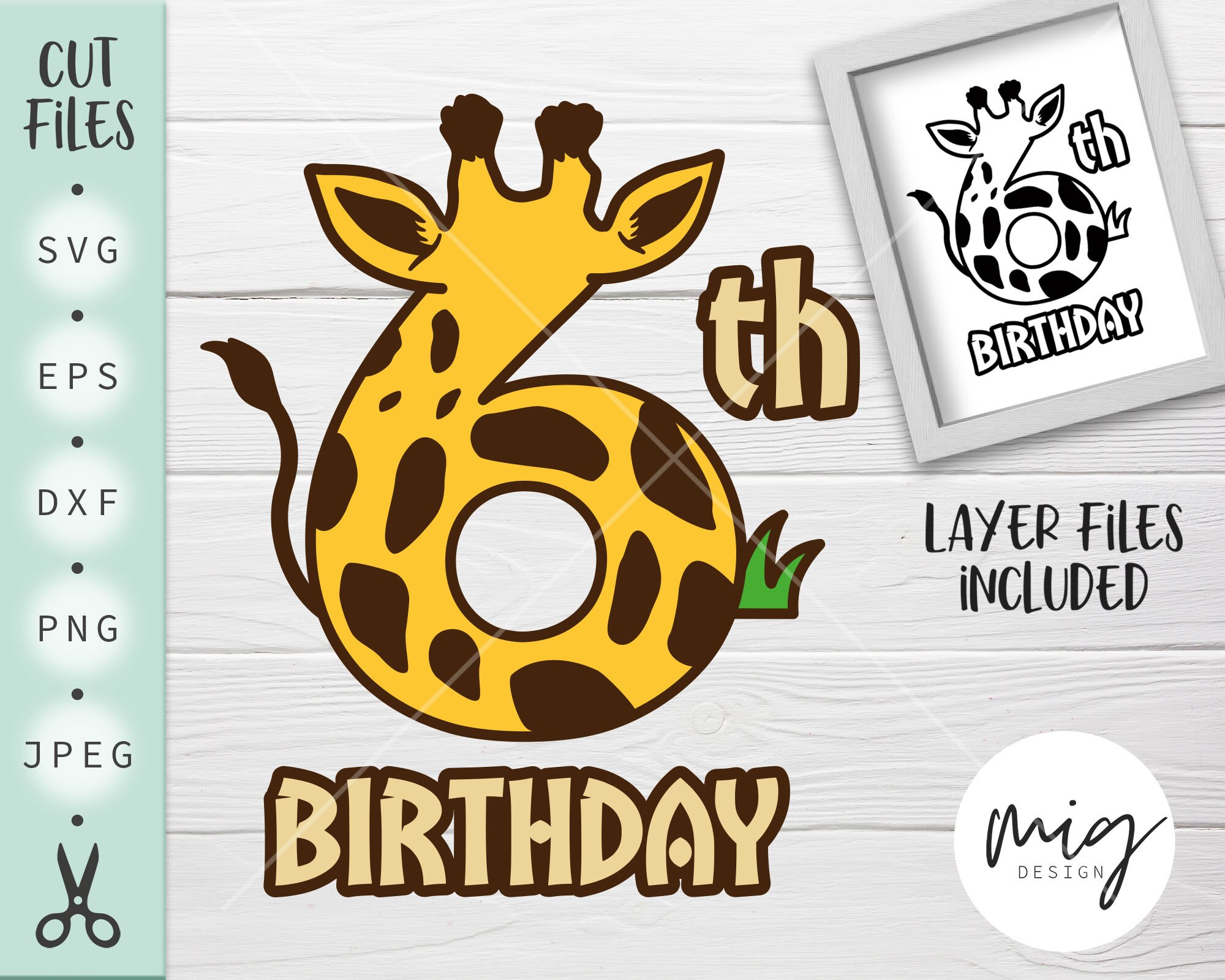 6th Birthday Number Svg Giraffe Number 6 Number Animals Svg - Etsy