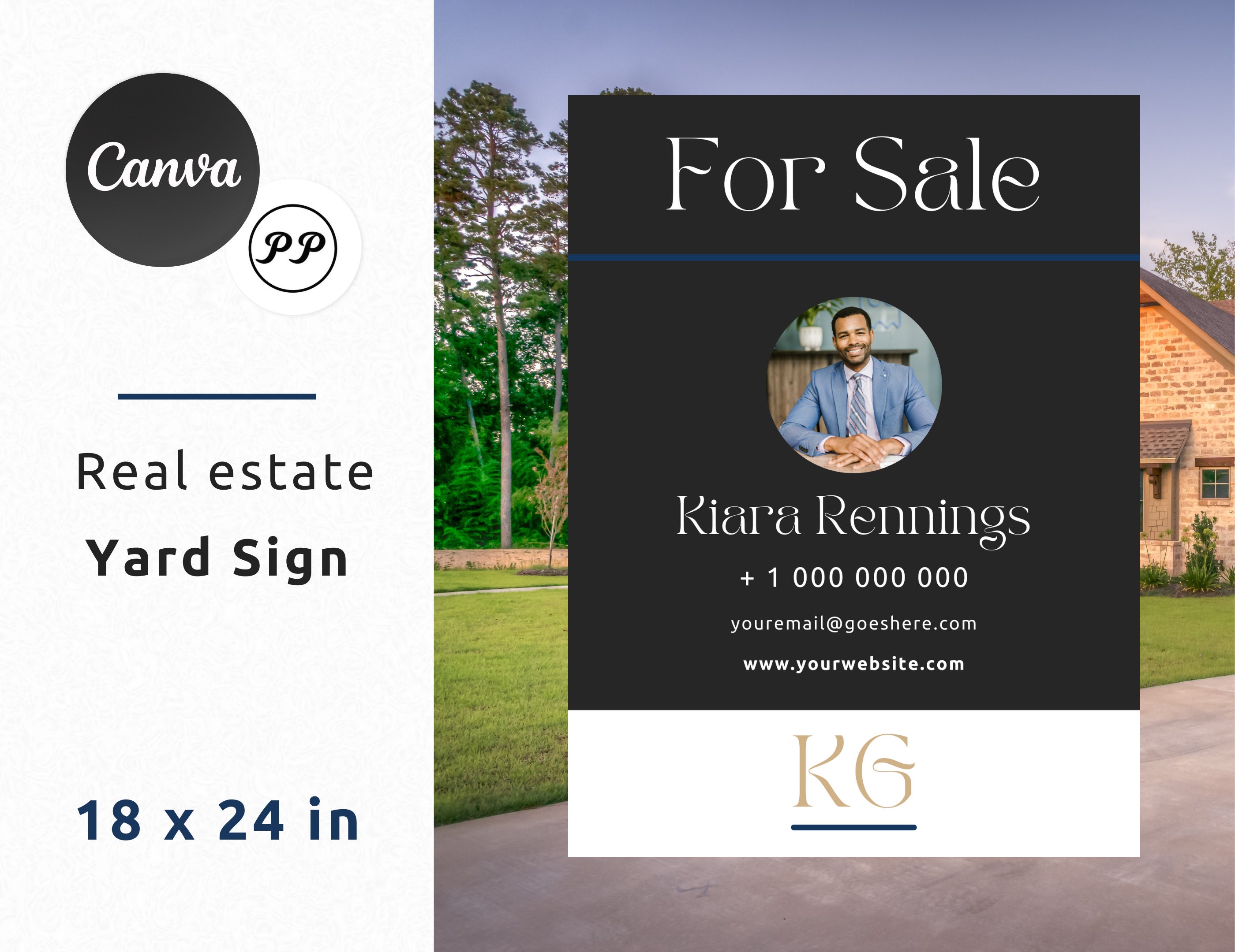 Editable Real Estate Yard Sign Template , Canva for Sale Sign , Realtor ...