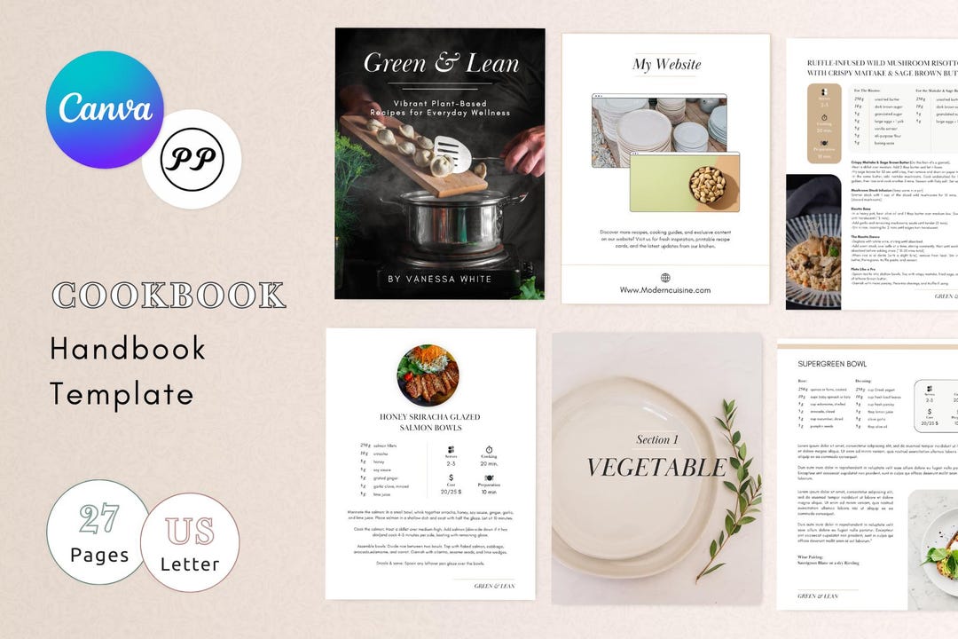 Editable Cookbook – Editable Recipe Book Template – Custom Canva ...