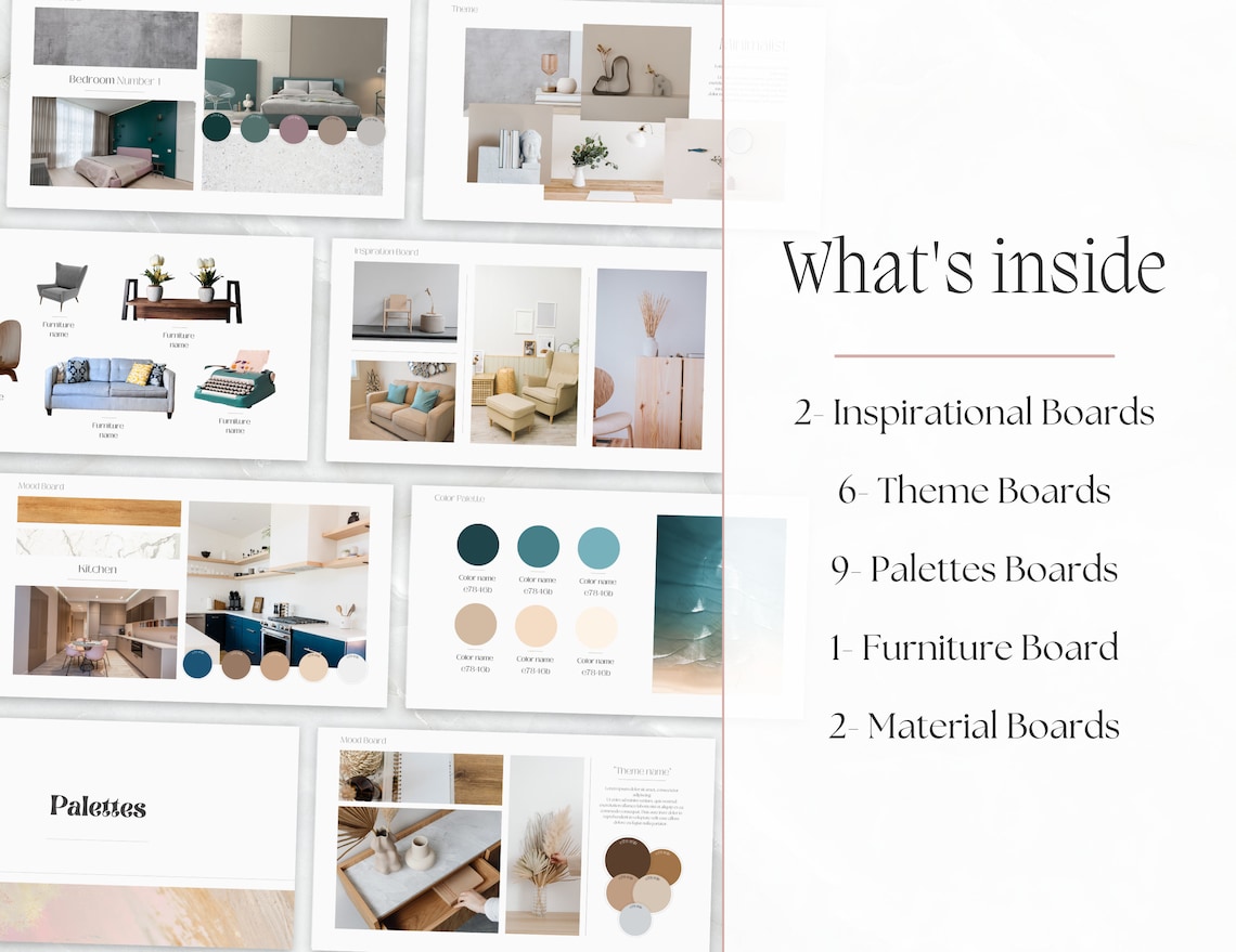 Interior Design Mood Board Template , Editable Moodboard Canva Template ...