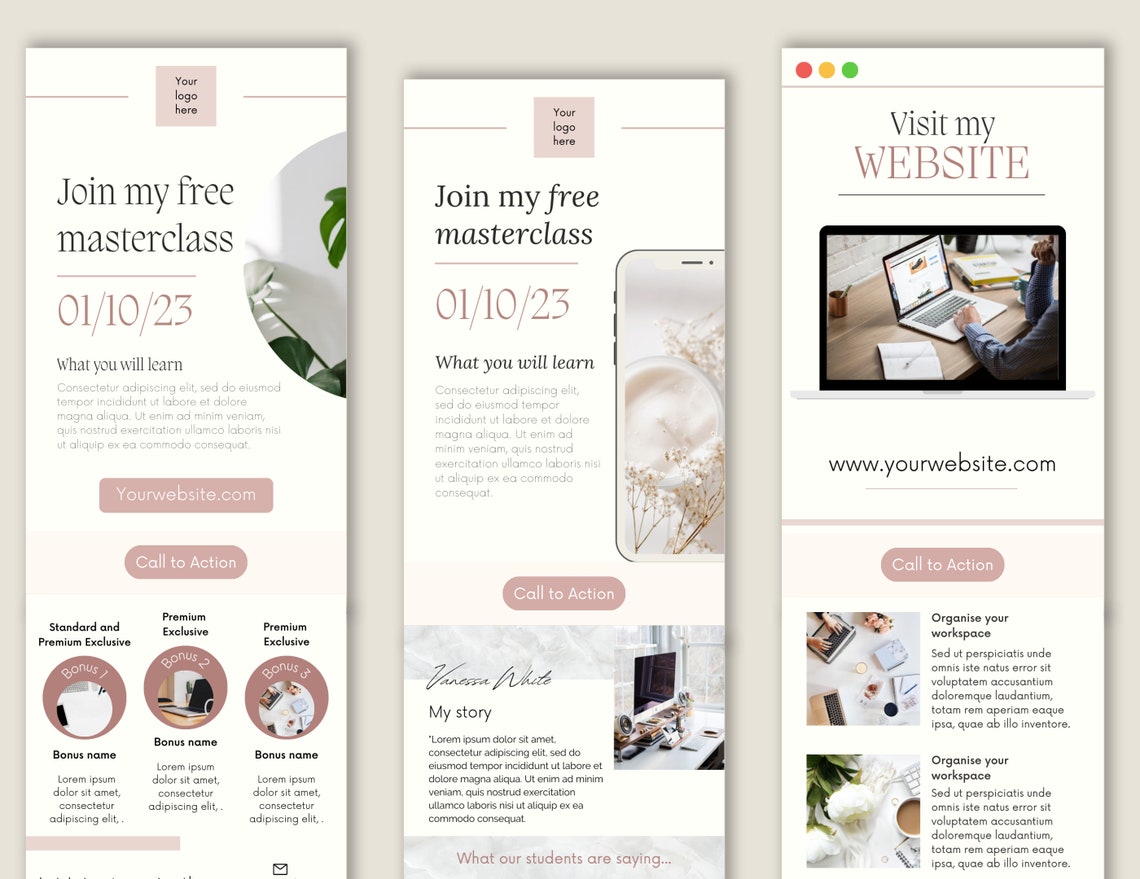 50 Mailchimp Newsletter Template Rose Gold, Canva Email Marketing ...