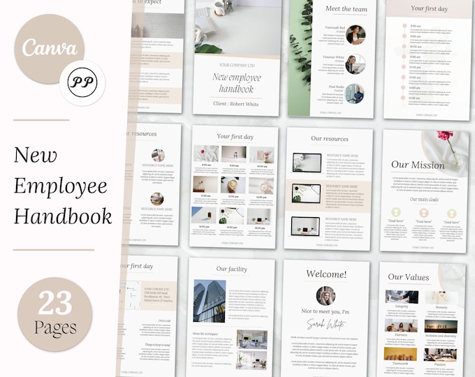 Employee Handbook Template, New Hire Onboarding Welcome Packet, HR Human Resources Manual, Small ...