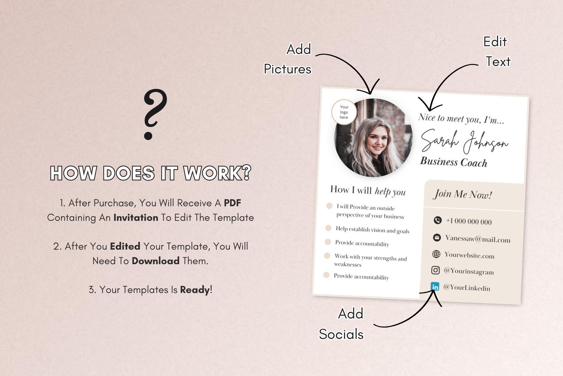 Coaching Flyer Template, Editable Business Coach Canva Template, Life ...