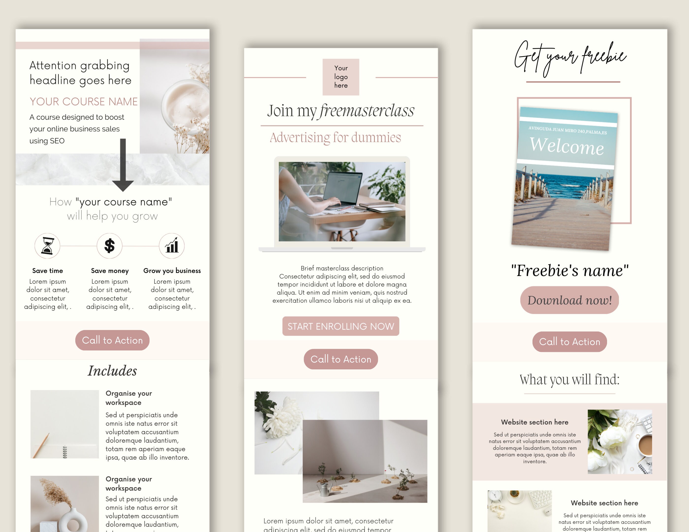 50 Mailchimp Newsletter Template Rose Gold, Canva Email Marketing ...