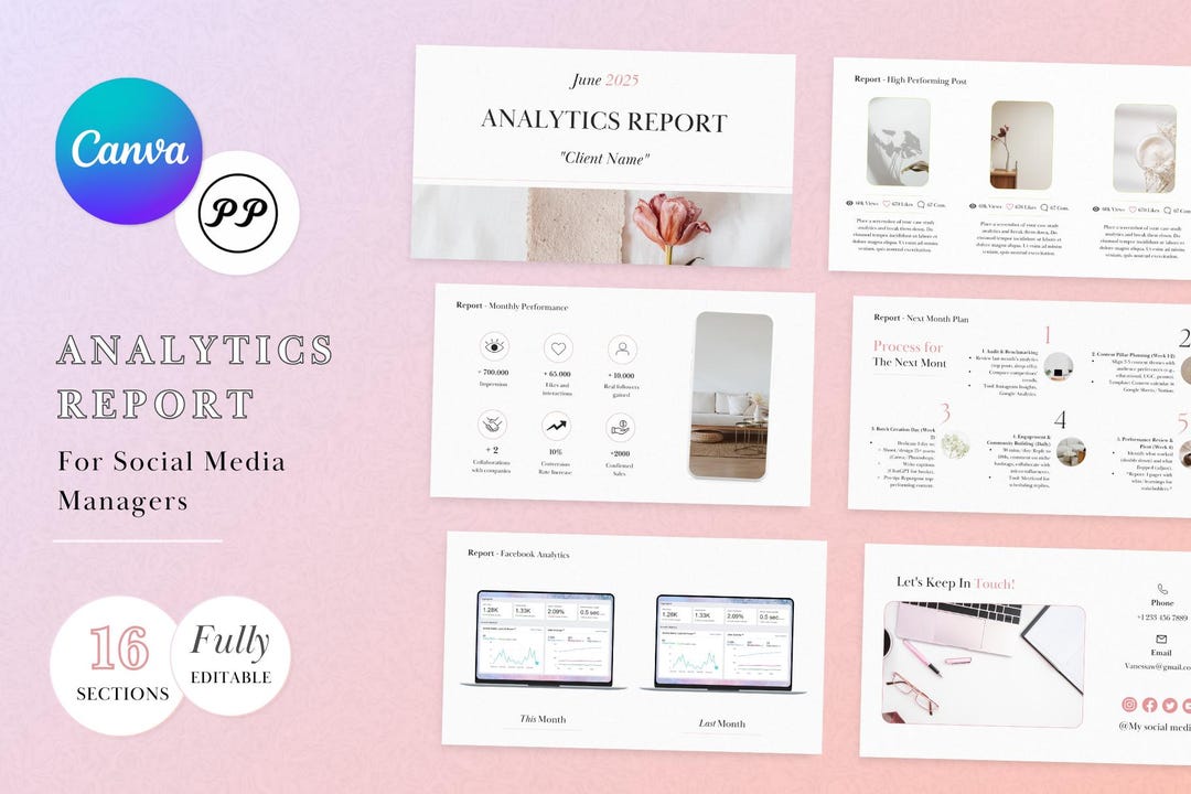 Social Media Analytics Report Template – Monthly Performance Dashboard for Instagram & Beyond ...