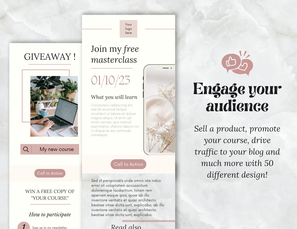 50 Mailchimp Newsletter Template Rose Gold, Canva Email Marketing ...