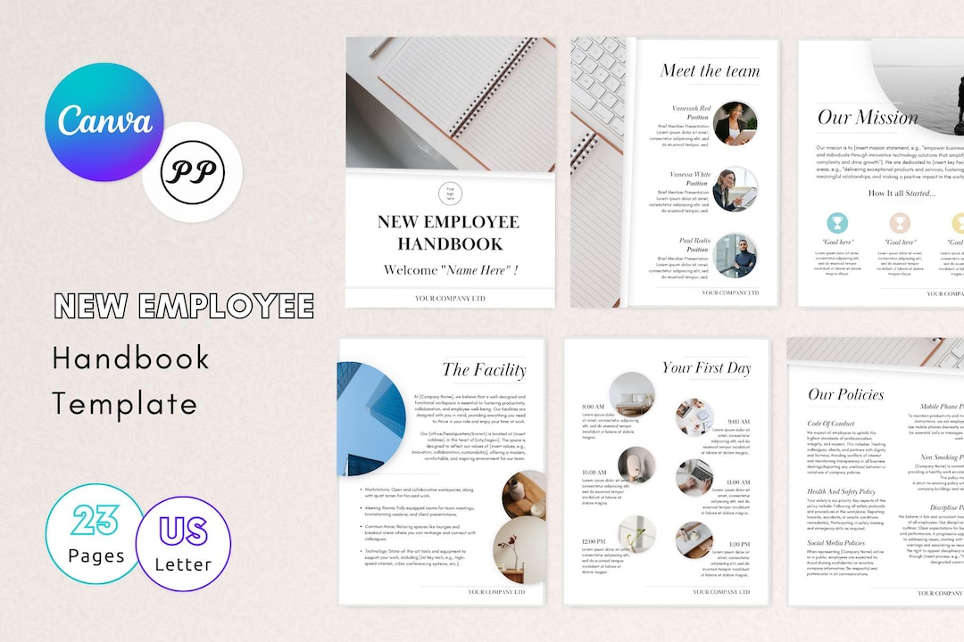 Small Business Employee Handbook | Canva HR Template | New Hire ...