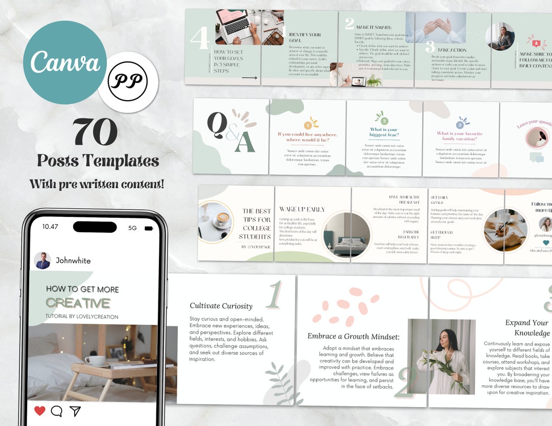 Health Coach , Wellness Coach, Nutrition , Carousel Template, Canva ...