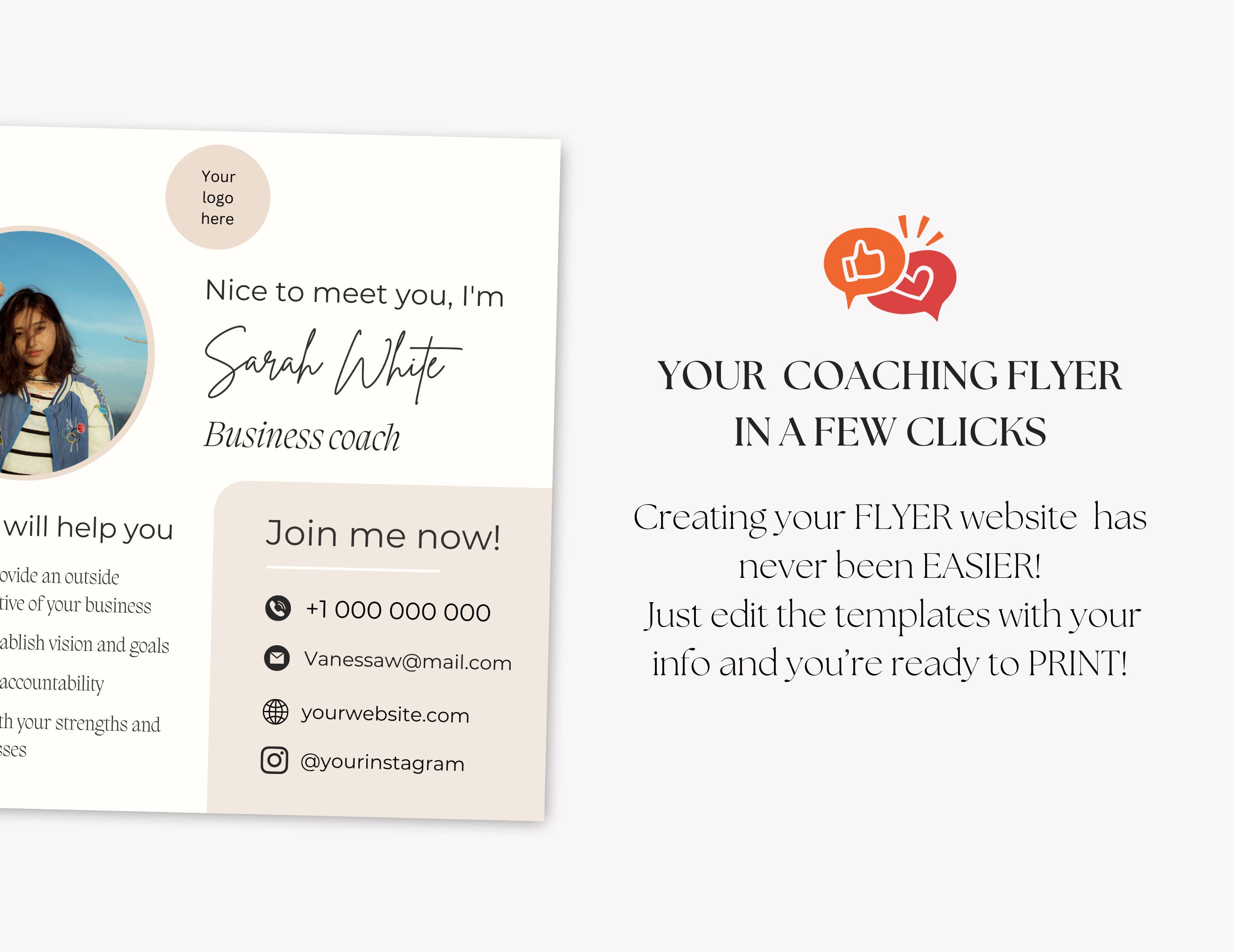 Coaching Flyer Template , Editable Business Consultation Canva Template ...