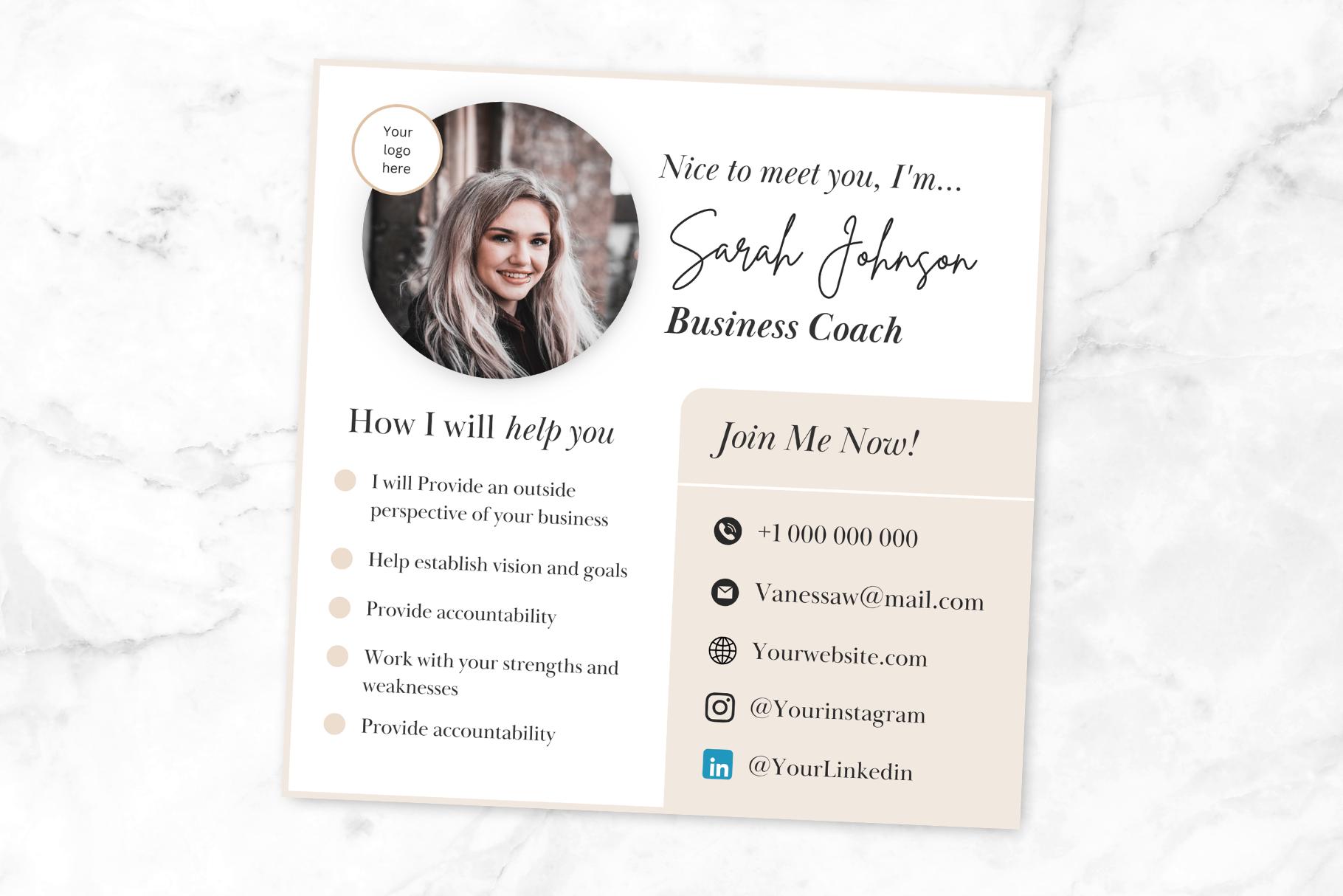 Coaching Flyer Template, Editable Business Coach Canva Template, Life ...