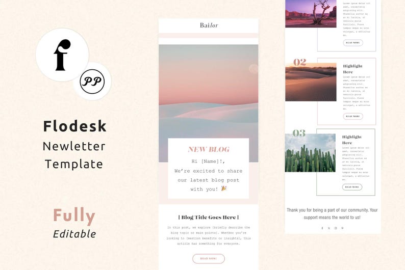 Flodesk Templates ,flodesk Email Template , Editable Newsletter ...