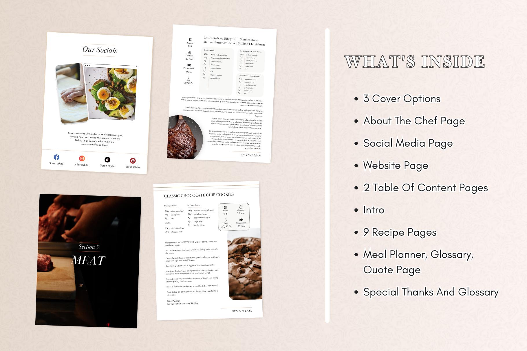 Editable Cookbook – Editable Recipe Book Template – Custom Canva ...