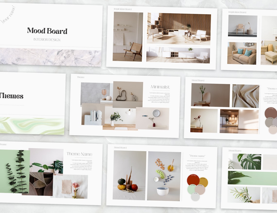 Interior Design Mood Board Template , Editable Moodboard Canva Template ...