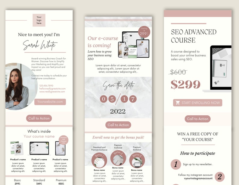 50 Mailchimp Newsletter Template Rose Gold, Canva Email Marketing ...