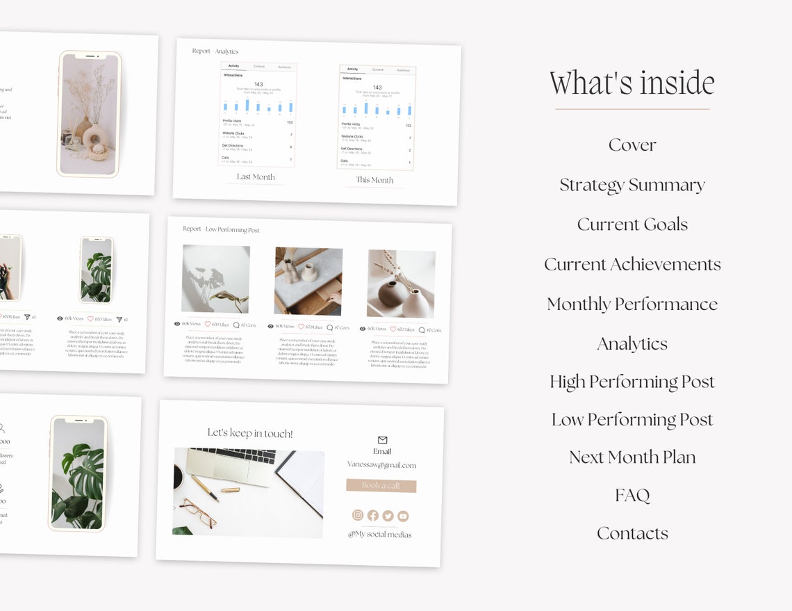 Analytics Report Template , Monthly Report , Social Media Manager ...