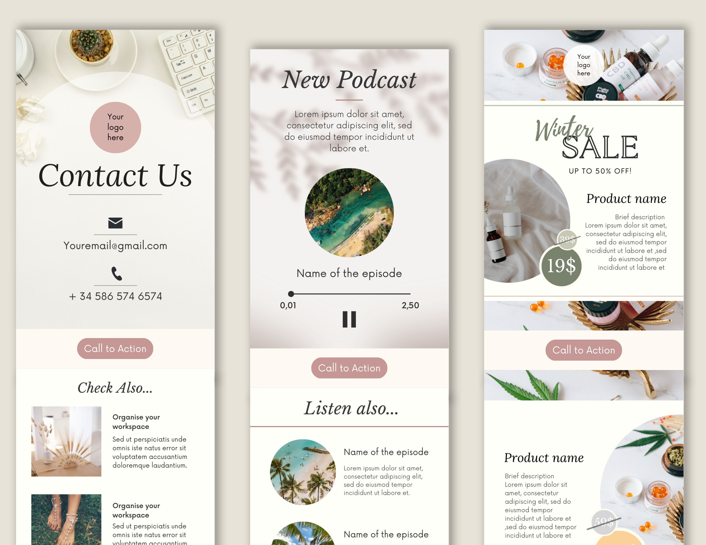 50 Mailchimp Newsletter Template Rose Gold, Canva Email Marketing ...