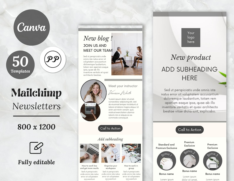 50 Mailchimp Templates Canva Email Template Editable Etsy