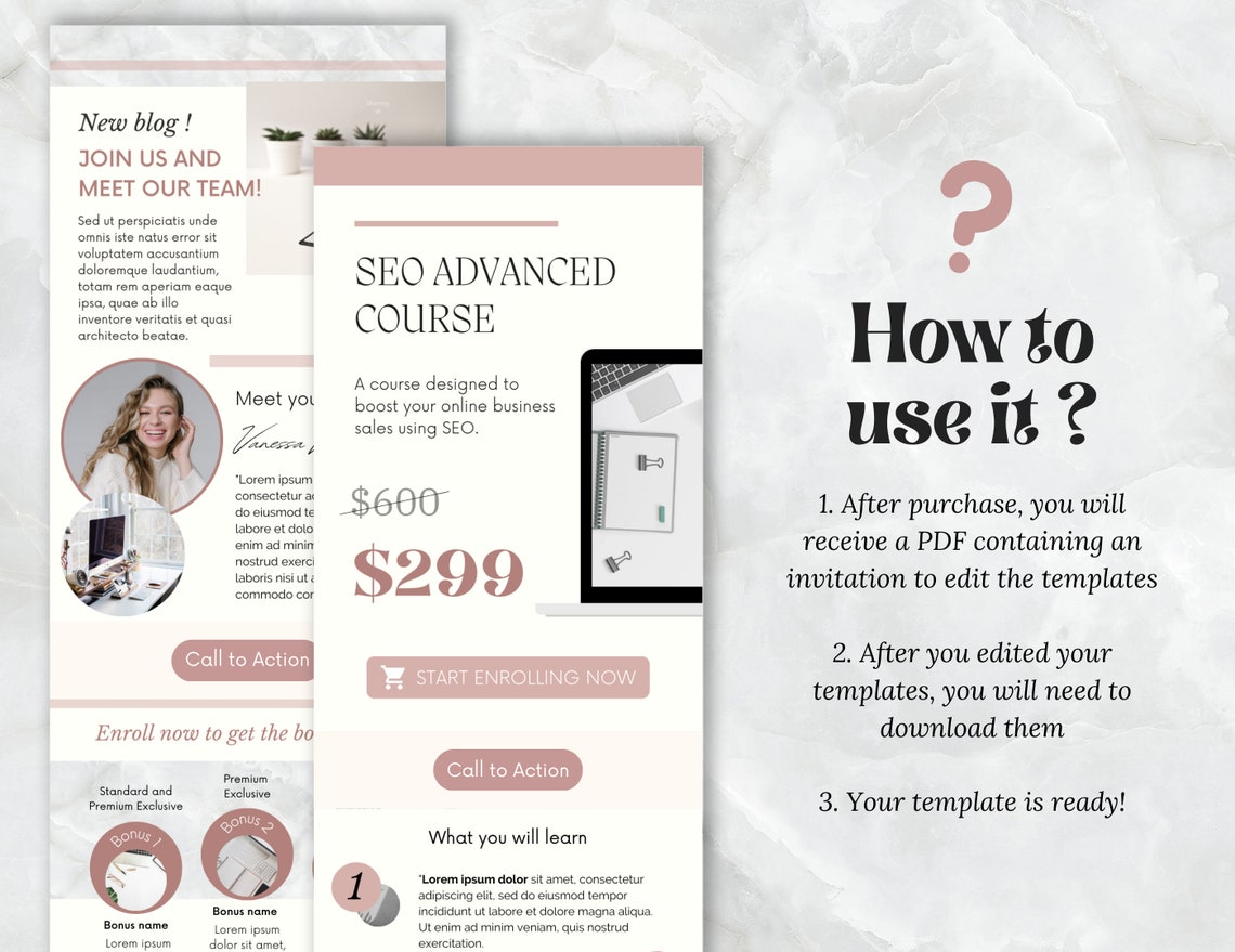 50 Mailchimp Newsletter Template Rose Gold, Canva Email Marketing ...