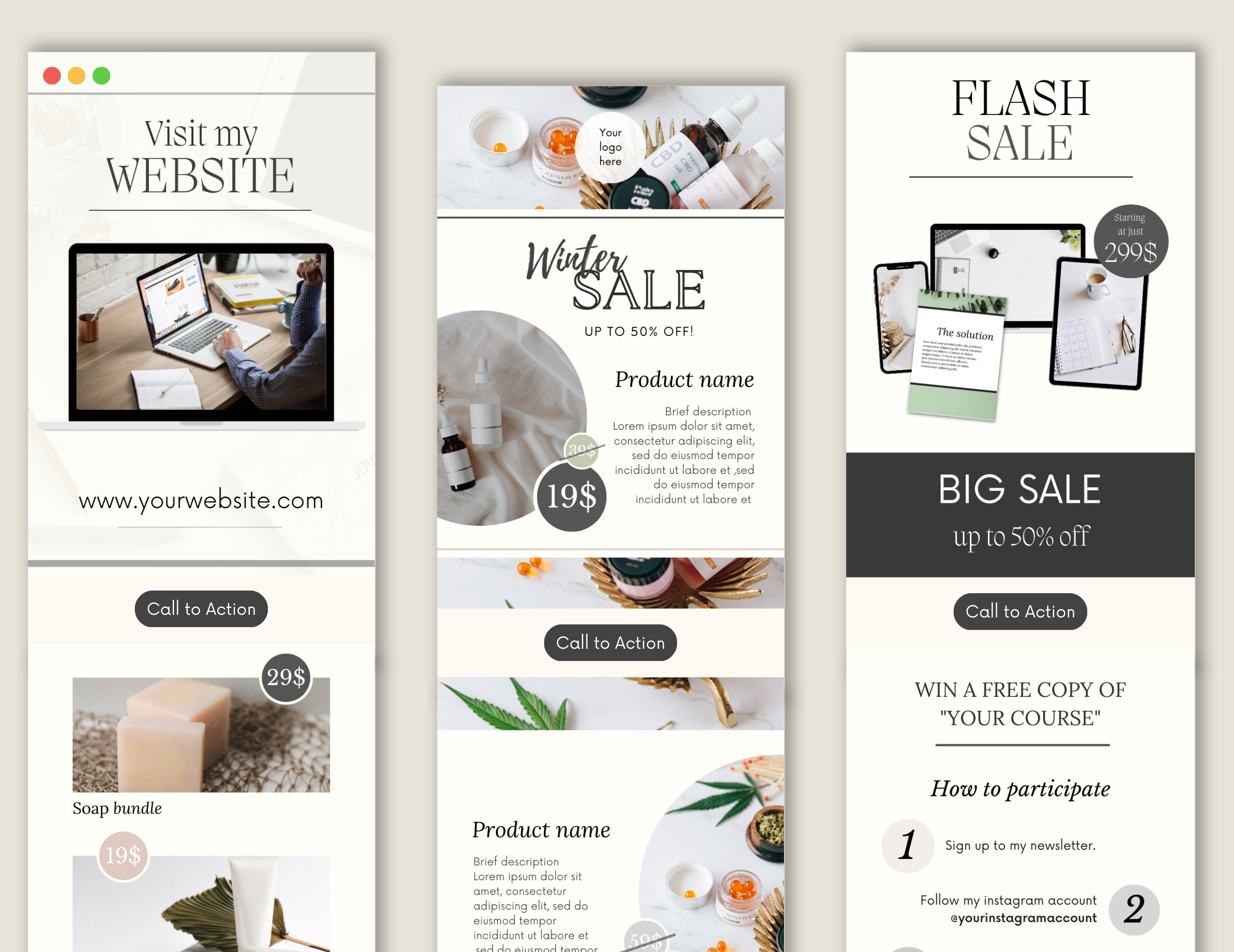 50 Mailchimp Templates , Canva Email Template , Editable Newsletter ...