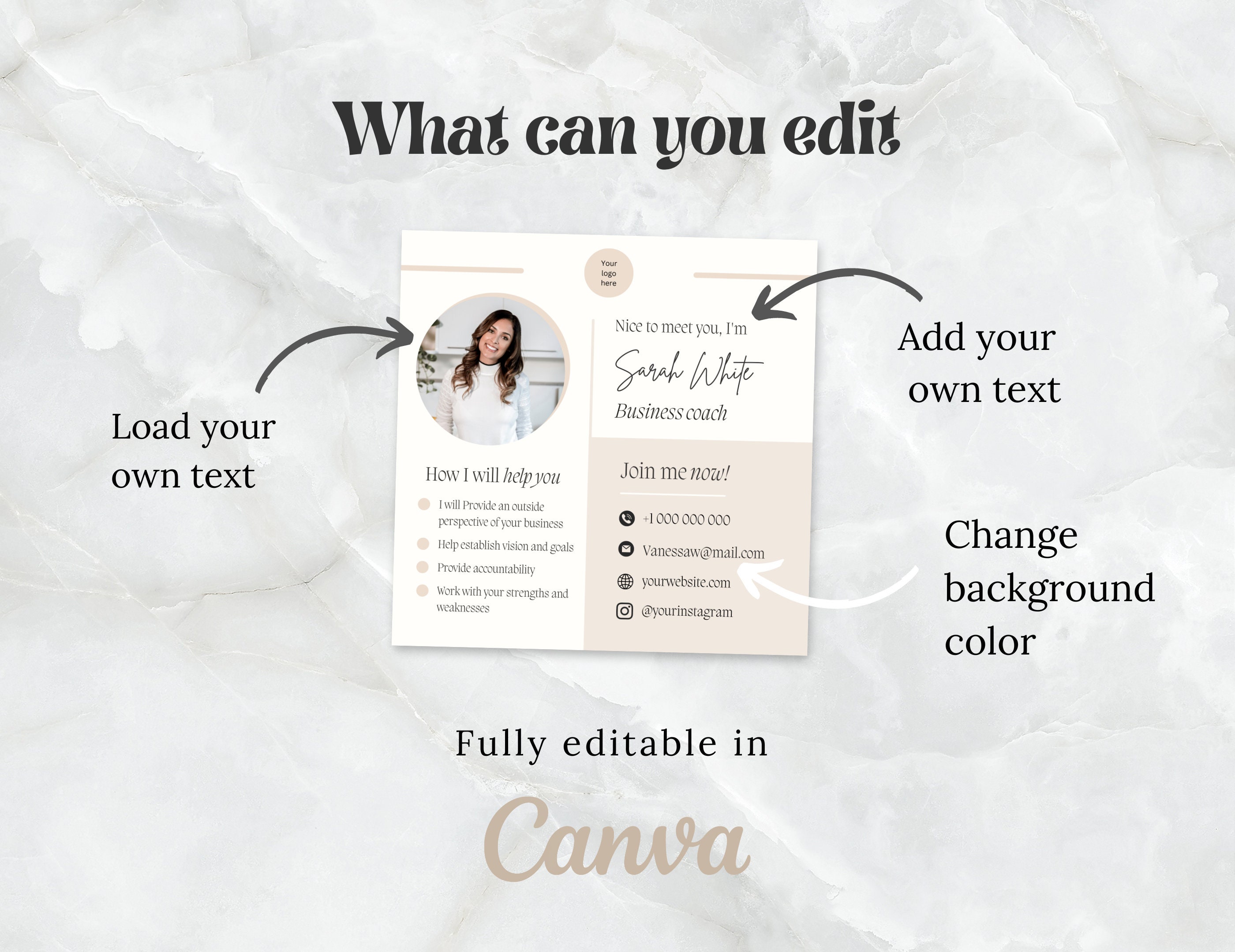 Coaching Flyer Template , Editable Business Consultation Canva Template ...