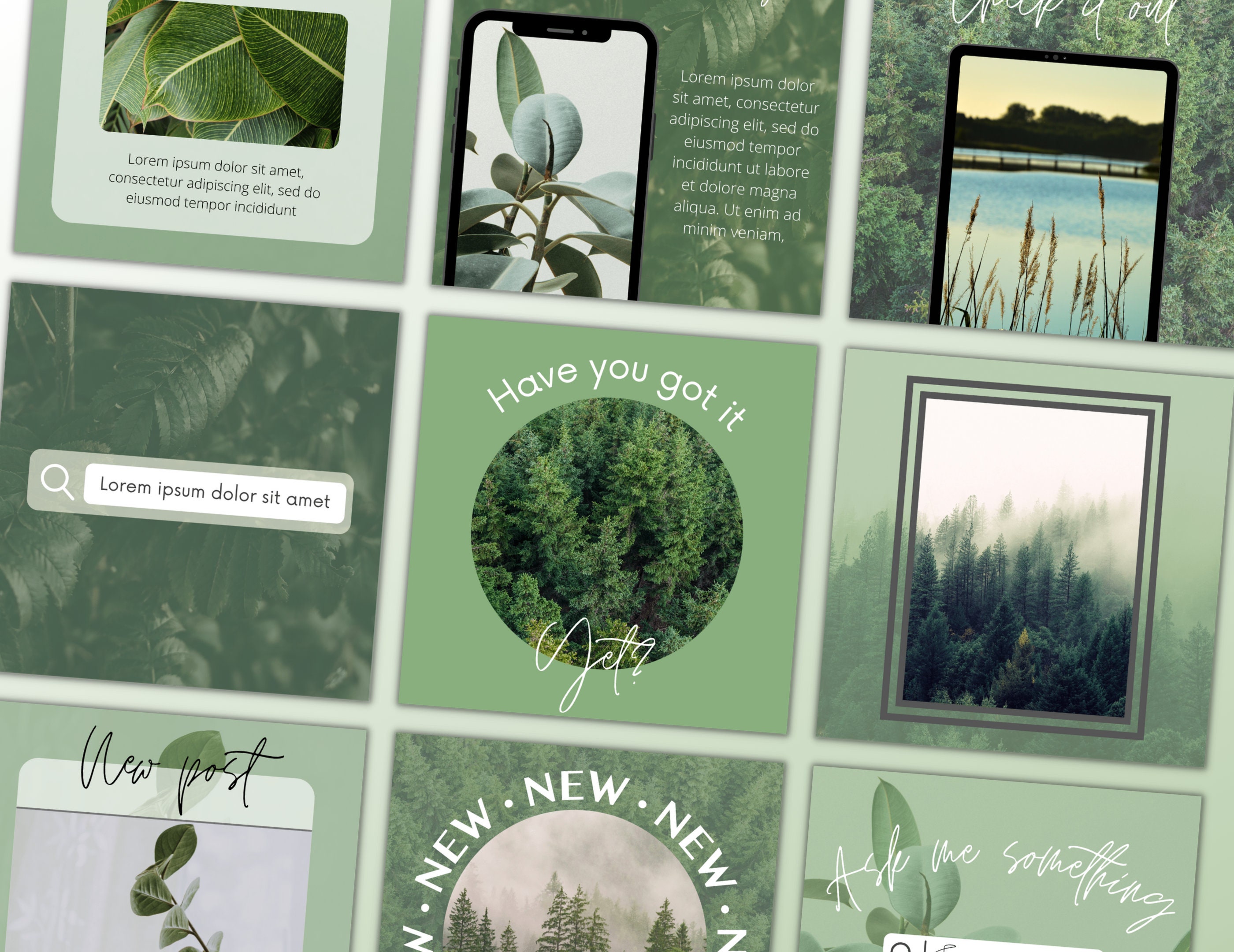Green Instagram Post, Templates Pack, for Coaches and Online Shops ...