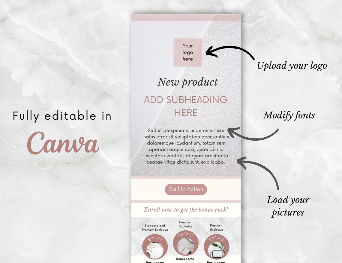 50 Mailchimp Newsletter Template Rose Gold, Canva Email Marketing ...