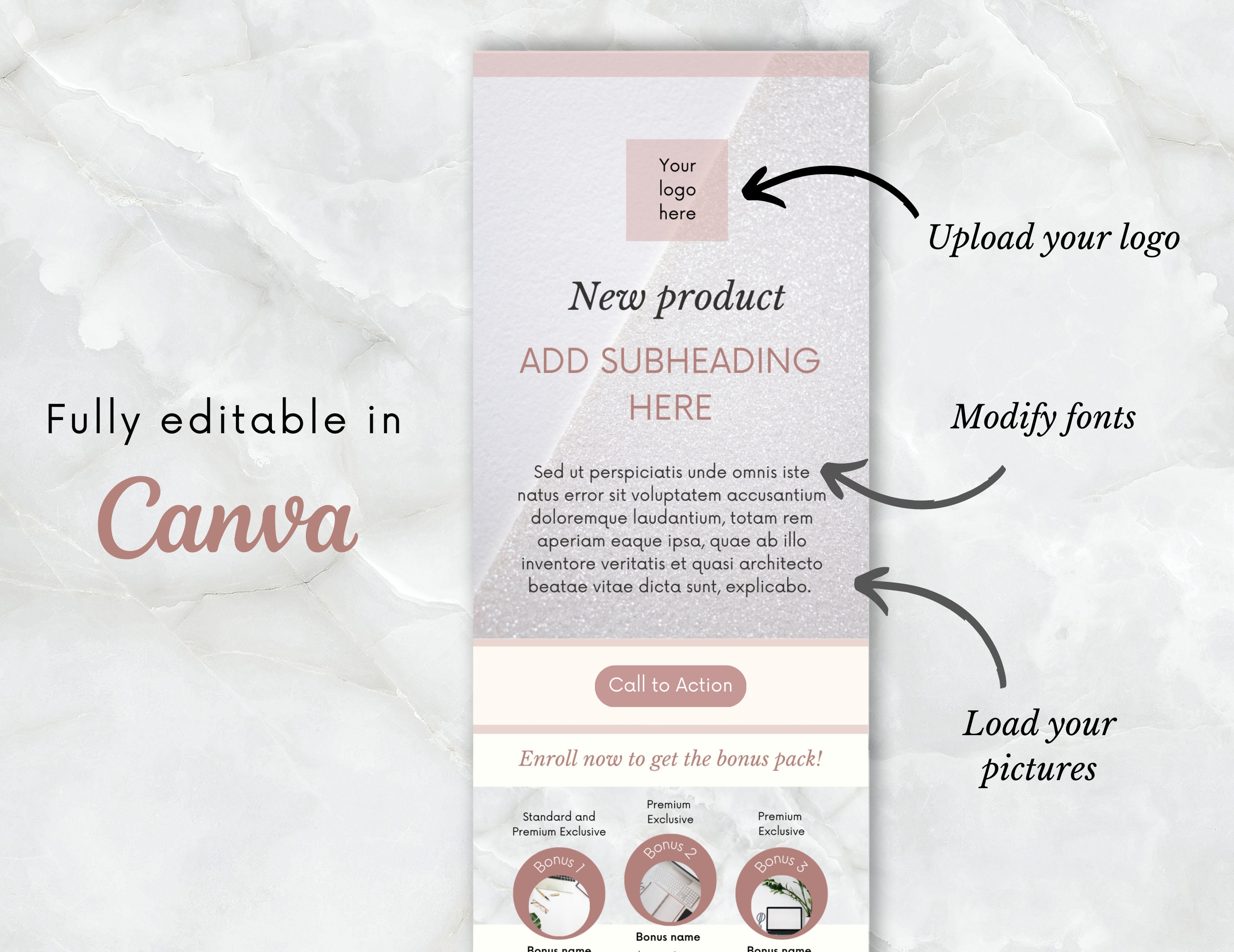 50 Mailchimp Newsletter Template Rose Gold, Canva Email Marketing ...