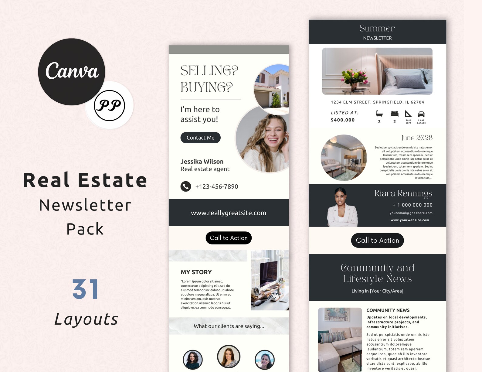 Real Estate Newsletter Template Pack, Monthly Real Estate Email ...