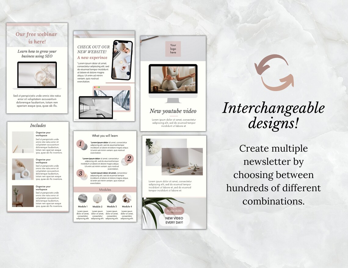 50 Mailchimp Newsletter Template Rose Gold, Canva Email Marketing ...