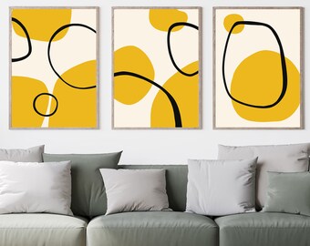 Yellow Abstract Art | Etsy