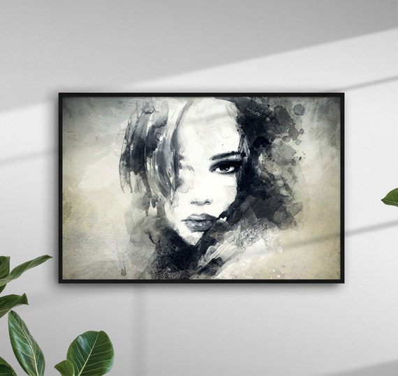 Woman Print Black and White Print Art Print Poster Framed | Etsy