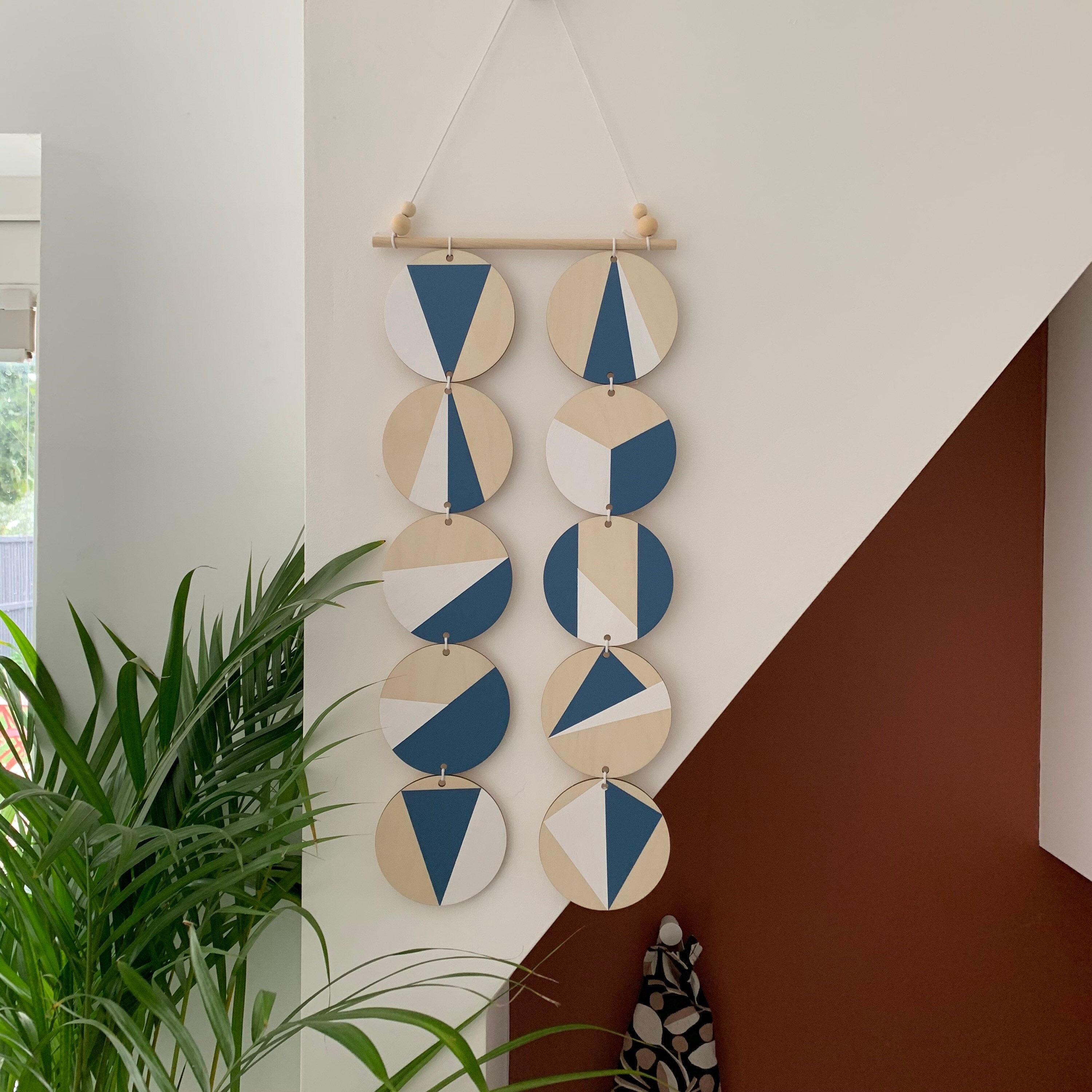 Blue Wall Hanging Modern Geometric Wall Art Scandi Hygge Boho Wall ...