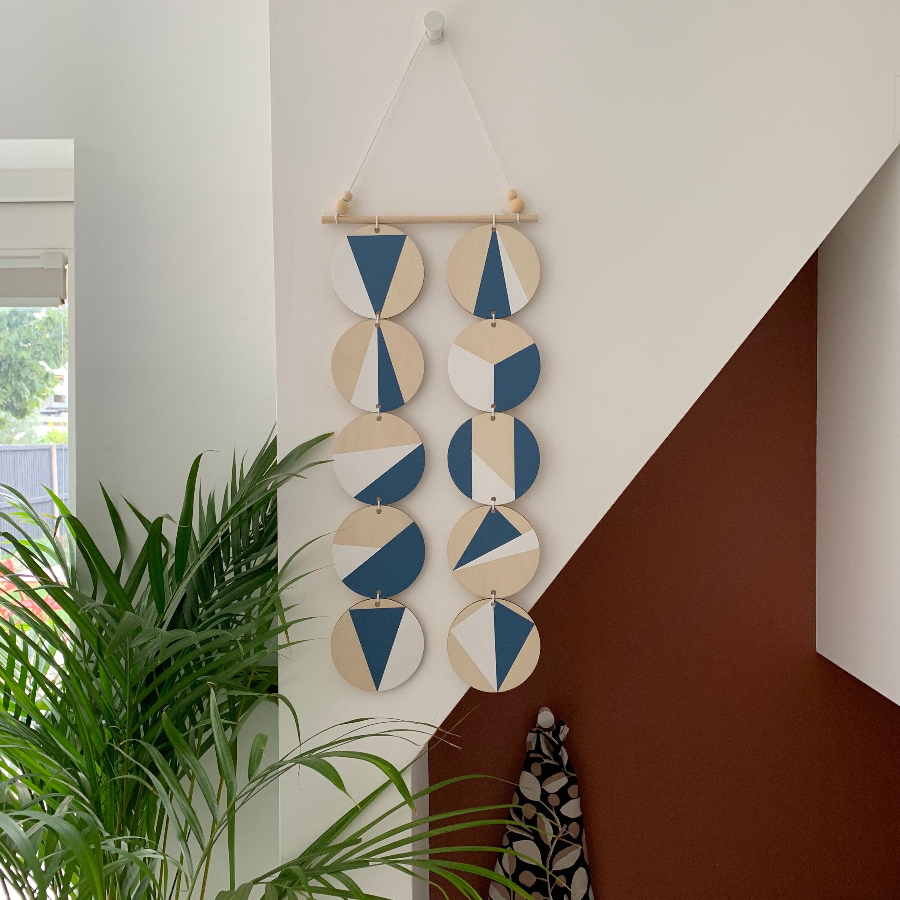 Blue Wall Hanging Modern Geometric Wall Art Scandi Hygge Boho Wall ...