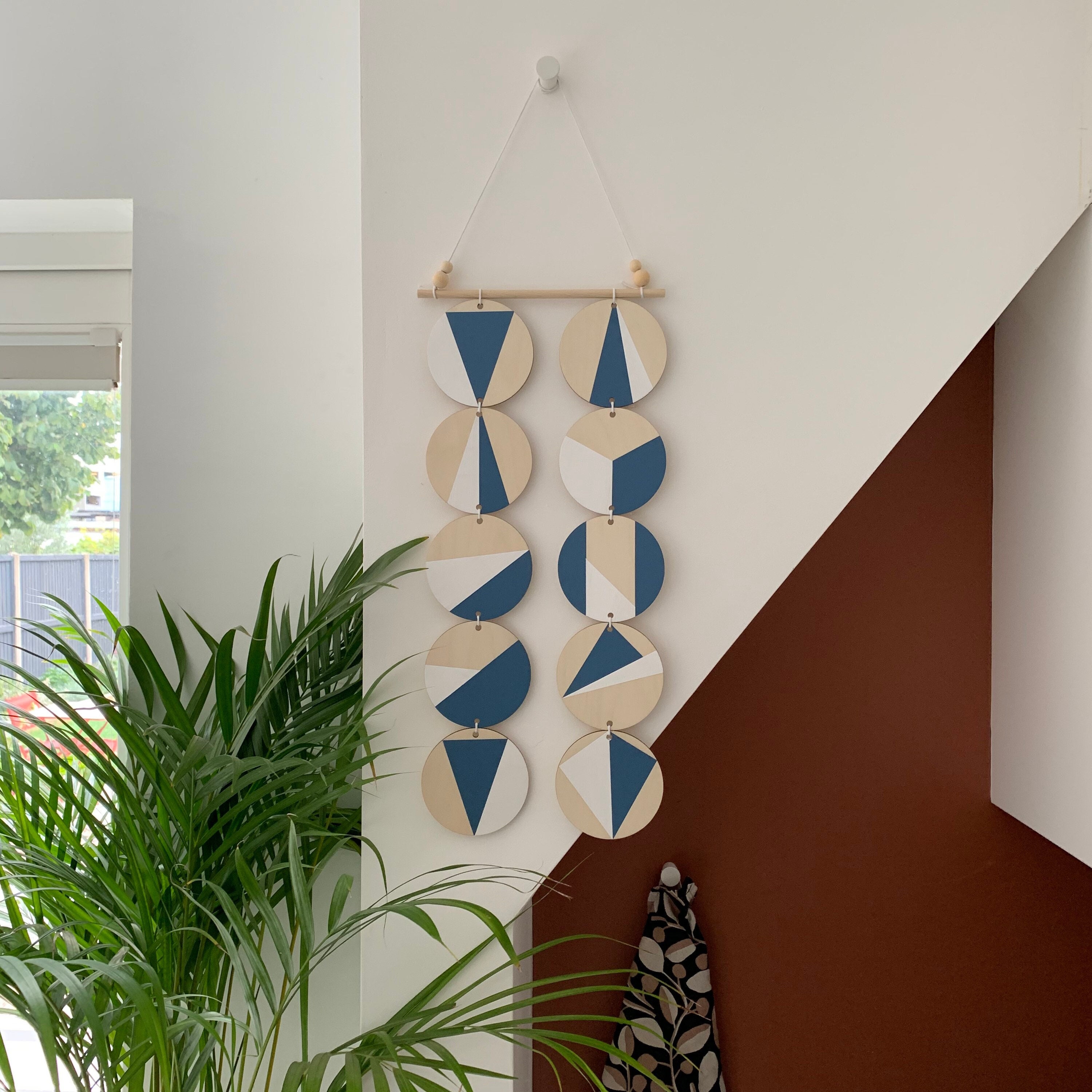 Blue Wall Hanging Modern Geometric Wall Art Scandi Hygge Boho Wall ...