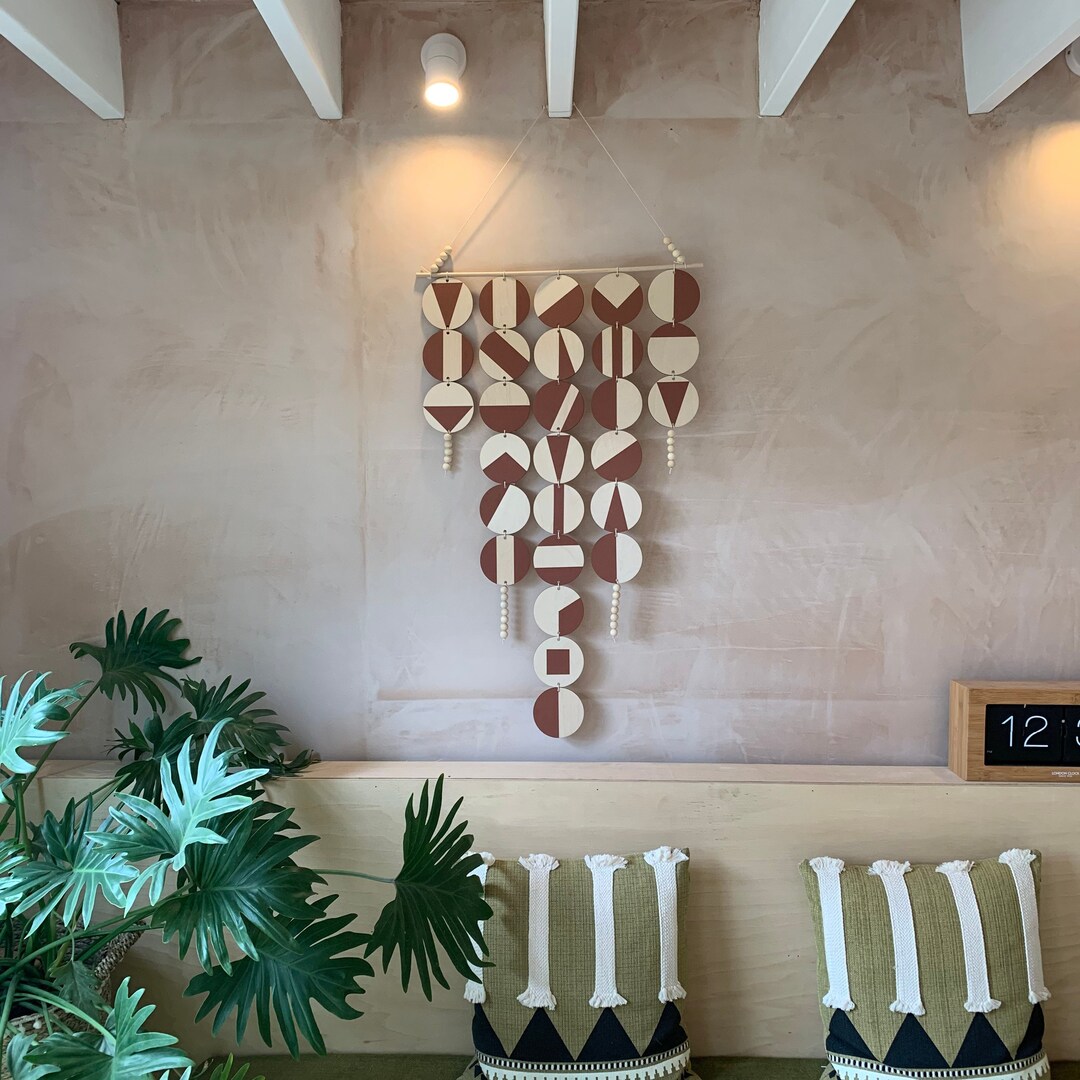 Large Earthy Wall Hanging - Wall Hanging - Dark Terracotta Geometric ...