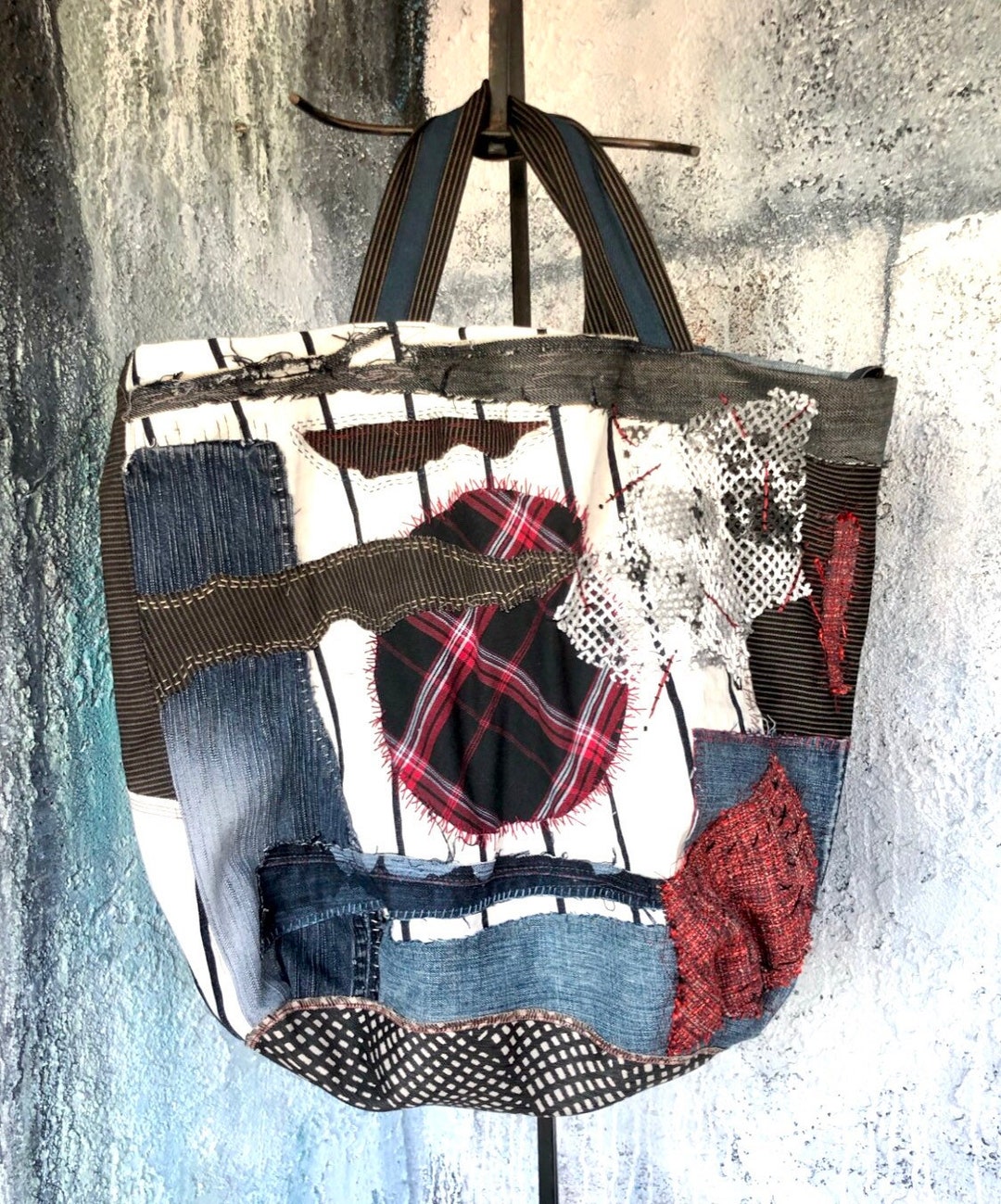 Vintage Denim Patchwork Bag - Etsy