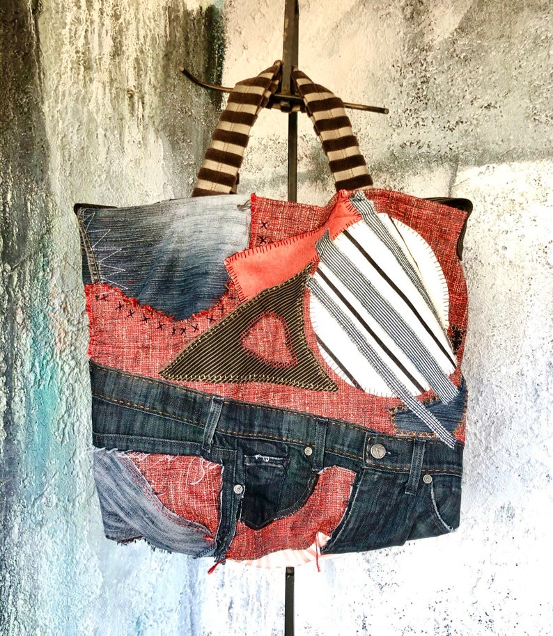 Vintage Denim Patchwork Bag - Etsy