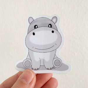 Cute Baby Hippo Sticker - Baby Animal Sticker - Laptop Sticker - Etsy